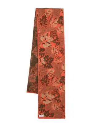 ERL Botanical-motif Intarsia-knit Scarf Orange