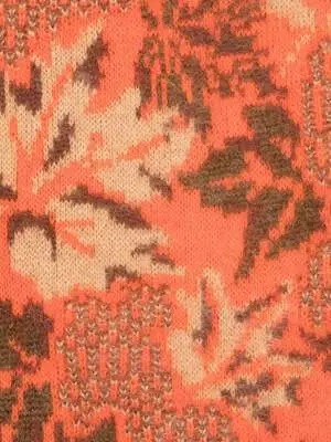 ERL Botanical-motif Intarsia-knit Scarf - Orange