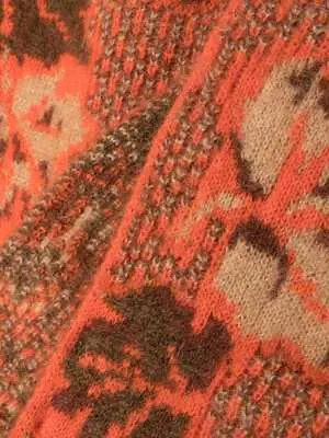 ERL Botanical-motif Intarsia-knit Scarf - Orange
