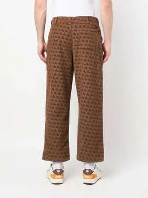 ERL Graphic-print Corduroy Trousers - Brown