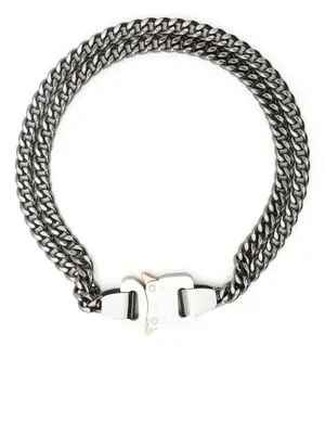 1017 Alyx 9sm Buckle Double-Chain Necklace In Silver - 40% Off