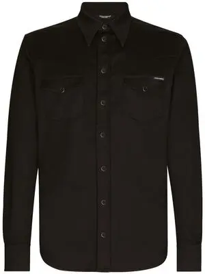 Dolce & Gabbana Coated Denim Shirt - Black