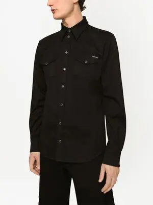 Dolce & Gabbana Coated Denim Shirt - Black
