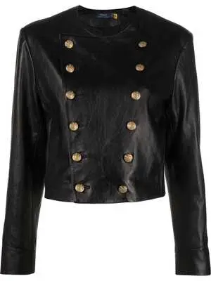 Polo Ralph Lauren Double-breasted Leather Jacket - Black