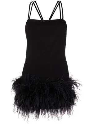 Attico Feather-trim Mini Dress