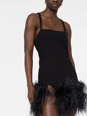 Attico Feather-trim Mini Dress