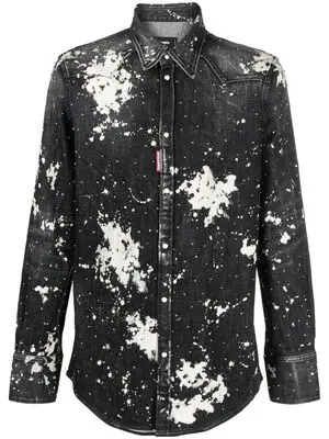 Dsquared2 Studded Bleach-effect Denim Shirt