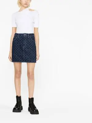 CHARLES JEFFREY Jacquard-pattern Denim Mini Skirt