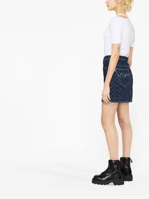 CHARLES JEFFREY Jacquard-pattern Denim Mini Skirt