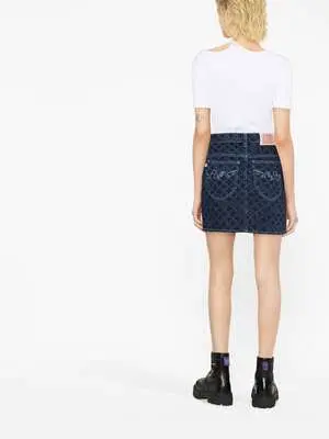 CHARLES JEFFREY Jacquard-pattern Denim Mini Skirt