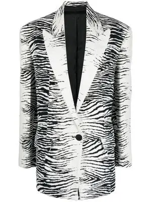 Attico Zebra-print Single-breasted Blazer - White