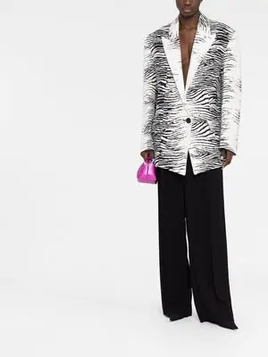 Attico Zebra-print Single-breasted Blazer - White