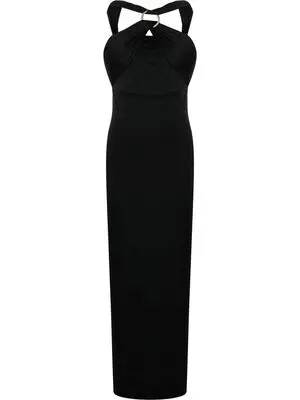 Attico Draped Halterneck Gown - Black