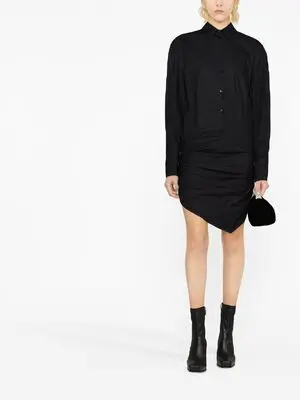 Attico Asymmetric-hem Shirt Dress - Black