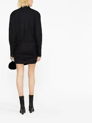 Attico Asymmetric-hem Shirt Dress - Black
