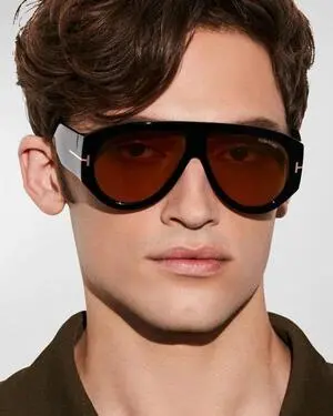 TOM FORD Bronson Shield Sunglasses Black