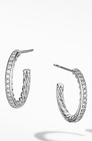 Pave Diamond Hoop Earrings