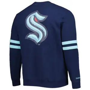 Mitchell & Ness Deep Sea Blue Seattle Kraken Allover Logo Pullover Sweatshirt