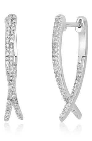 Ef Collection EF Collection Diamond Loop 14K Gold Hoop Ear Jackets 14k White Gold