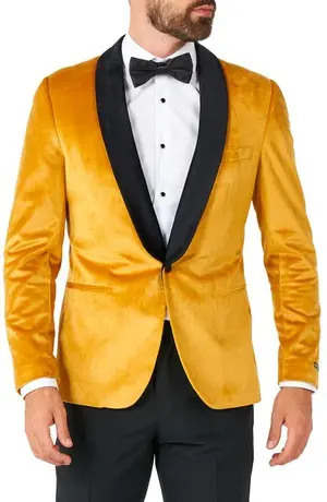 Opposuits Deluxe Gold Velvet Dinner Jacket - Orange