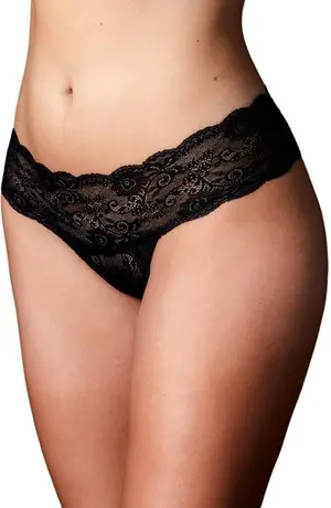 JOURNELLE Sapna Mid Rise Lace Thong - Noir