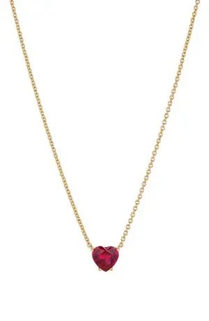 Nadri Modern Love Heart Pendant Necklace - Gold With Dark Pink