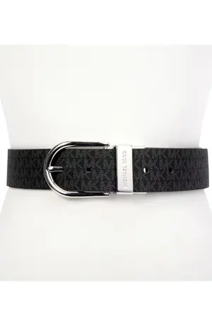 Michael Kors Logo Reversible Belt - Black/silver