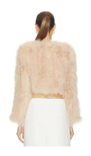 BUBISH Manhattan Crop Feather Jacket - Creme Brulee