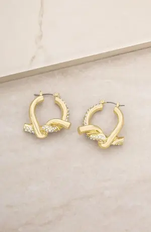 Ettika Crystal Knot Hoop Earrings