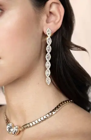 Ettika Crystal Linear Drop Earrings