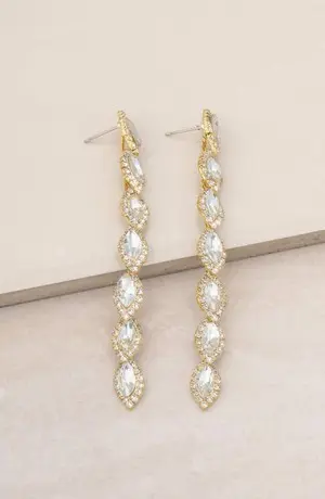 Ettika Crystal Linear Drop Earrings