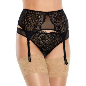 JOURNELLE Lexi Lace Suspender Belt - Onyx