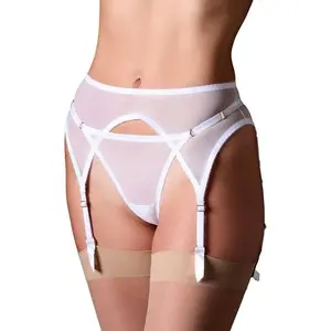 JOURNELLE JOURNELLE Odette Classic Mesh Suspender Belt Blanc