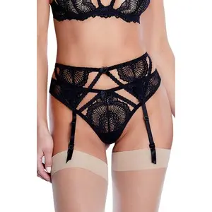JOURNELLE Natalia Lace Suspender Belt - Noir