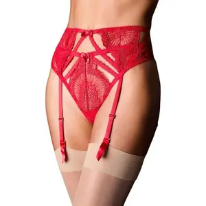 JOURNELLE Natalia Lace Suspender Belt - Scarlet