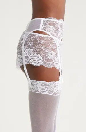 JOURNELLE Isabel Lace Suspender Belt - Blanc