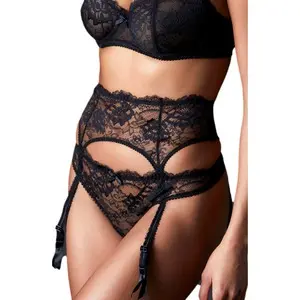 JOURNELLE Isabel Lace Suspender Belt - Noir