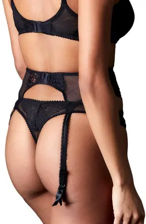 JOURNELLE Isabel Lace Suspender Belt - Noir