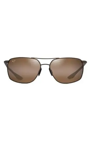 Maui Jim Puu Kukui 58mm Polarized Rectangle Sunglasses Bronze