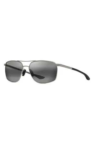 Maui Jim Puu Kukui 58mm Polarized Rectangle Sunglasses - Silver