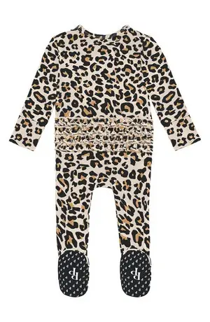 POSH PEANUT Ruffle Footie - Lana Leopard