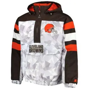 STARTER Cleveland Browns Thursday Night Gridiron Raglan Half-zip Hooded Jacket