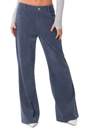 EDIKTED Dawn High Waist Wide Leg Corduroy Pants