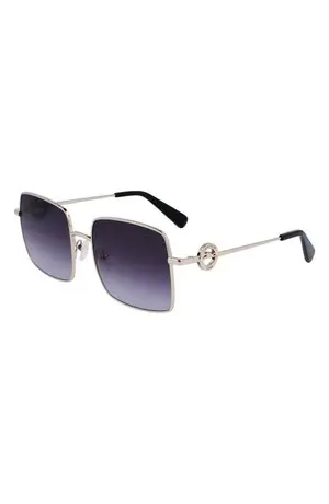 Longchamp Medallion 55mm Square Sunglasses - Gold/ Gradient Grey