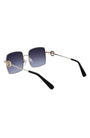 Longchamp Medallion 55mm Square Sunglasses - Gold/ Gradient Grey