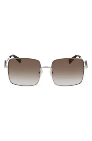 Longchamp Medallion 55mm Square Sunglasses - Silver/gradient Khaki