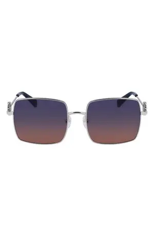 Longchamp Longchamp Medallion 55mm Square Sunglasses Silver/gradient Petrol Brown