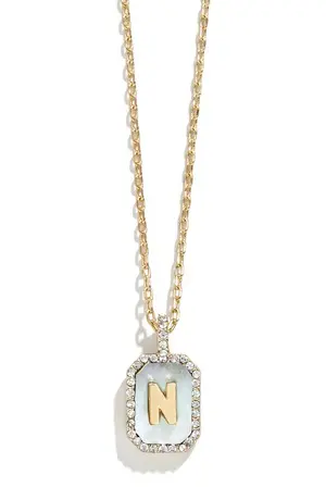 Baublebar BaubleBar Initial Pendant Necklace Green-n