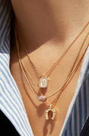 Baublebar Initial Pendant Necklace - White A