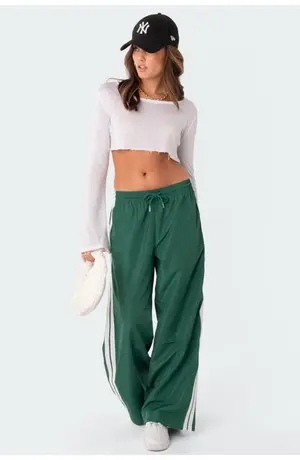 EDIKTED Fauna Nylon Track Pants - Green